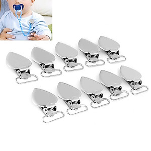 Pssopp Suspender Clips, 10Pcs Heart Suspender Clips Baby Teething Toys Silver Blankets Clips Heart Shaped Suspender Braces Clips Holder