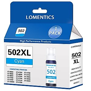 502XL Ink Refill Bottles LOMEN Cyan Replacement for epson 502XL 502 ET-2850 ET-3830 ET-3850 ET-2760 ET-3760 ET-15000 ET-4760 ET-4850 ET-2700 ET-2750 ET-3710 ET-3750 ET-4750 ET-3700 (1 Pack,Cyan)
