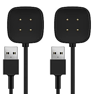 TUSITA Magnetic Charger Compatible with Fitbit Versa 3 4 | Sense 1 2 (NOT for Versa 1 / Versa 2 / Versa Lite) - 6ft. 2-Pack