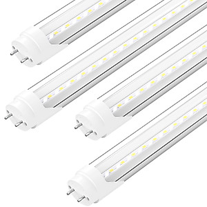 SHINESTAR T8 LED Bulbs 4 Foot, Tube Lights 18W 2200LM, 5000K Daylight, Ballast Bypass, Dual-end, T8 T10 T12 LED Replacement for Fluorescent Tubes, 2 pin G13 Base, Clear Cover, 4 Pack