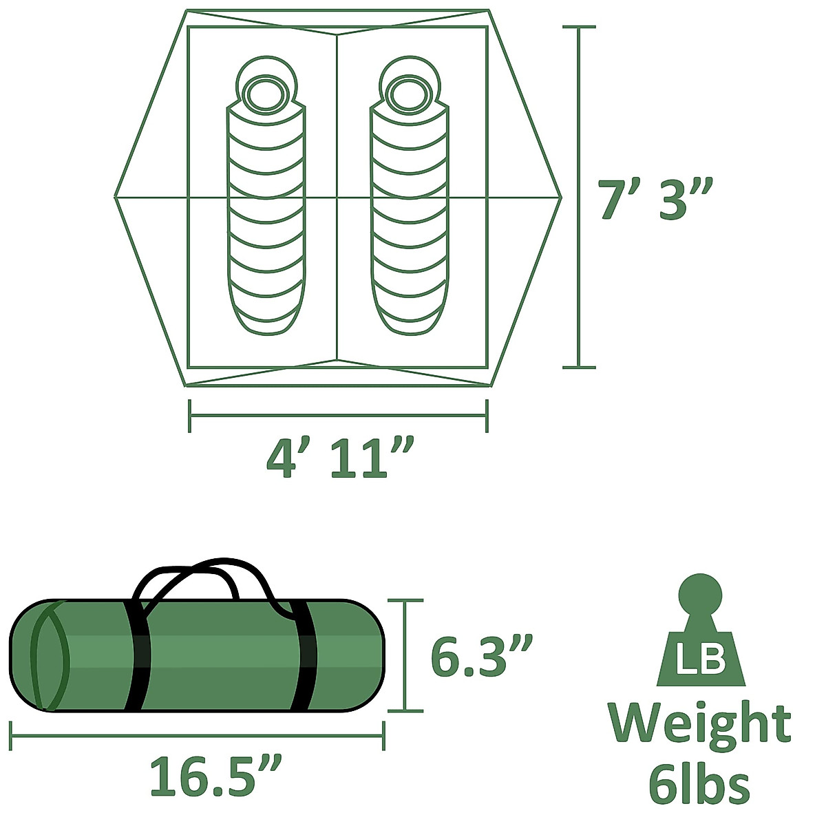 Clostnature Taurus 2 Person Backpacking Tent - Lightweight Two Person Tent for Backpacking, Easy Set Up Waterproof Camping Tent for Adults, Kids, Scouts, Large Size Outdoor, Hiking Gear