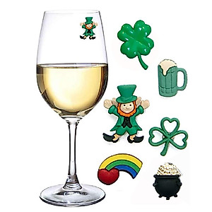 St Patricks Day Magnetic Drink Markers and Wine Charms for Stemless Glasses Beer Mugs or Cocktails Fun Decorations for a Party or Irish Gift Set of 6