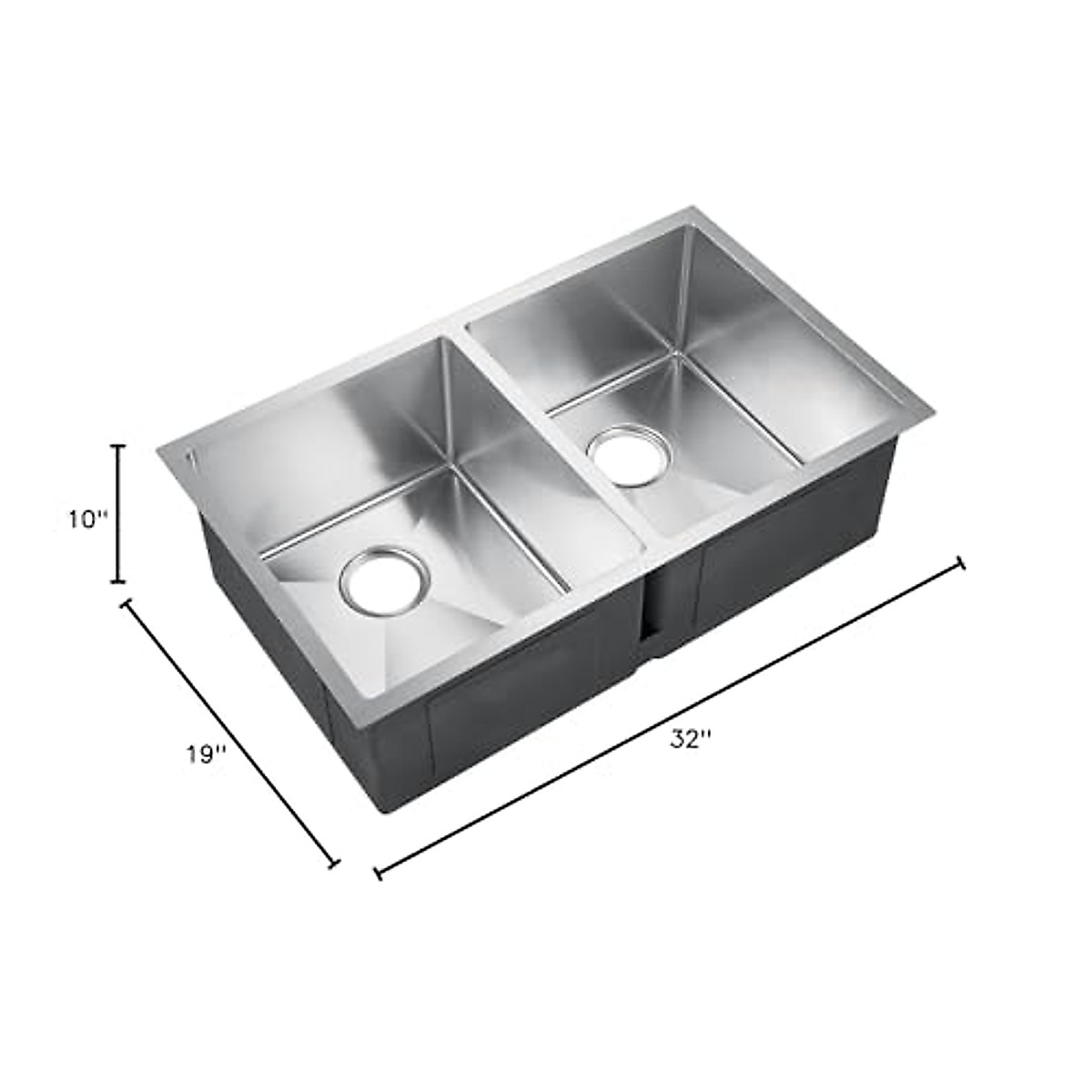 Geraldine Double Bowl Stainless Kitchen Sink 32" W x 19" D x 10" H