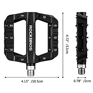 Rock BROS Lightweight Mountain Bike Pedals Nylon Fiber Bicycle Platform Pedals for BMX MTB 9/16" Black