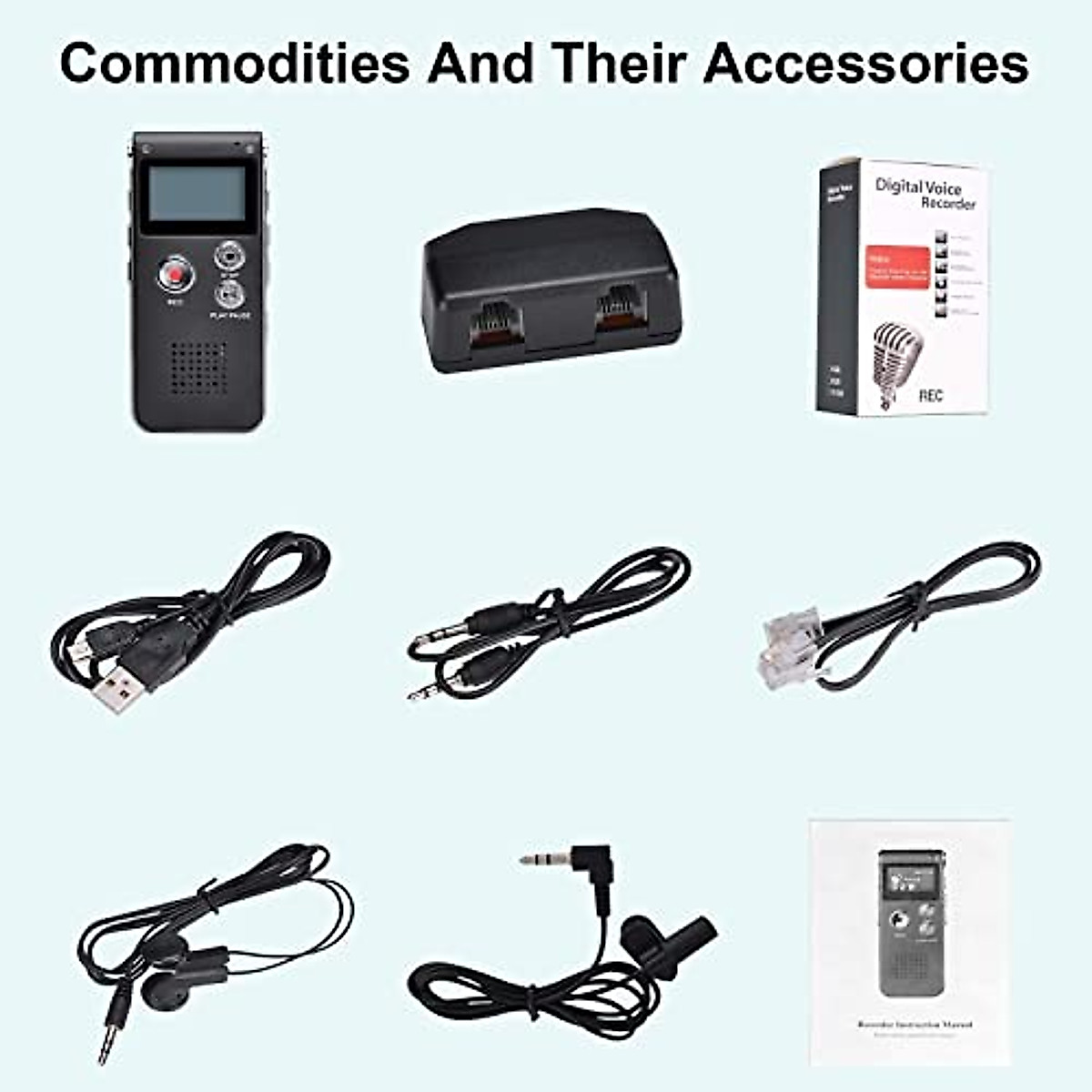 16GB Digital Voice Activated Recorder - Voice Recorder with Playback - Portable Tape Recorder Audio Recording Device with Noise Reduction Audio Recorder for Lectures Meetings