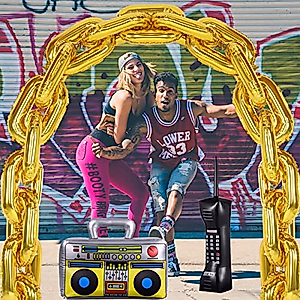 Fangleland Hip Hop Party Decorations Ain't Nothing But a Gangsta Banner Jumbo Chain Balloons Retro 70s 80s 90s Inflatable Radio Boombox Decor