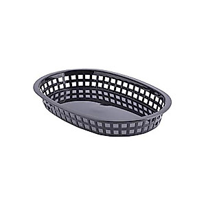 TABLECRAFT (1084BK) - OVAL PLASTIC SERVING BASKET, BLACK (PACK OF 12)