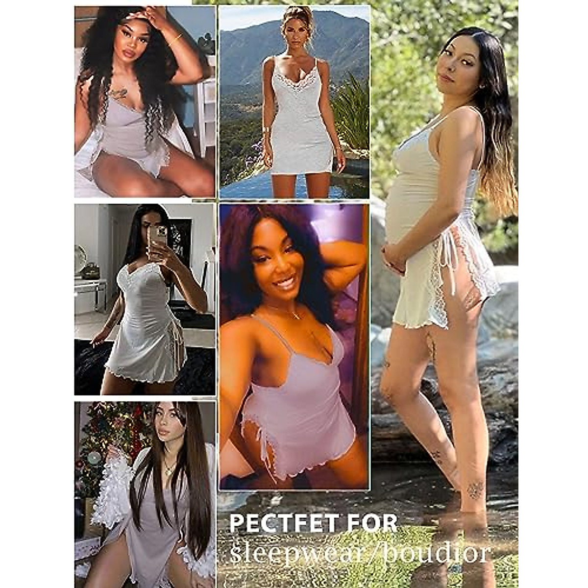 Avidlove Women Sexy Nightgown Chemise Night Gown Lace Nighty Modal Slip Lingerie Lace Sleepwear(Grey,XXL,With G-string)