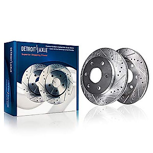 Detroit Axle - Brake Kit for 6 Lug 2010-2011 Ford F-150 Drilled & Slotted Brake Rotors and Ceramic Brakes Pads Front and Rear Replacement