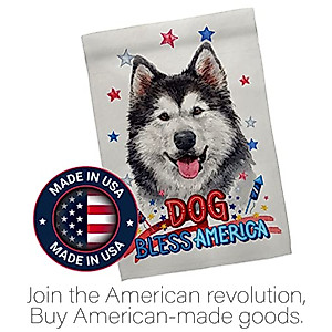Breeze Decor Patriotic Siberian Husky Garden Flag Set Wood Dowel Dog Puppy Spoiled Paw Canine Fur Pet Nature Farm Animal Creature House Banner Small Yard Gift Double-Sided, Made in USA