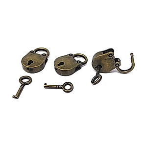 Honbay 3pcs Vintage Antique Style Mini Archaize Padlocks Key Lock with Key