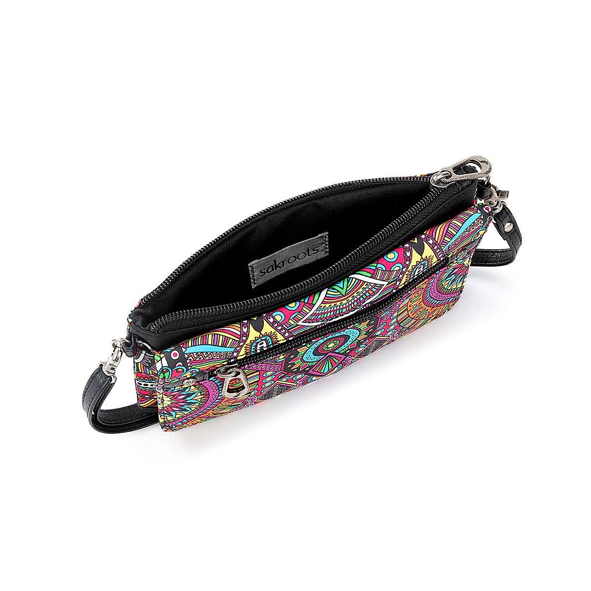 Sakroots Womens Eco-twill Sakroots Corin Smartphone Flap Crossbody in Eco Twill, Rainbow Wanderlust, One Size US