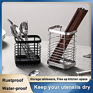 ANHORTS Sink Caddy, Sink Sponge Holder, Kitchen Sink Organisers, Cutlery Drainer for Kitchen Utensil, Stainless Steel Sink Caddy, Rust Proof Sponge Caddy (black)