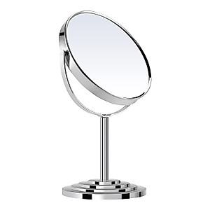 NAYSAYE Round Tabletop Vanity Mirror - Double Sided Makeup Table Mirror Stand with 1X/4X Magnifying (7-inch)