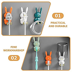 Cabilock 4pcs Adorable Rabbit Nail Free Hook Decorative Wall Hook Utility Hooks Wall Razor Holder Purse Key Holder Hook Towel Hanger Wall Hooks Decorative Wall-Mounted Bag Holder Child abs