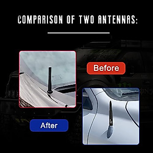 Truck Car Bullet Antenna with Valve Stem Caps Mast for GM Chevy Silverado 1500 2500 3500 HD Ford F150 F250 F350 Denali Heavy Pickup Jeep AM/FM Truck Accessories (Matte Black)-America Flag