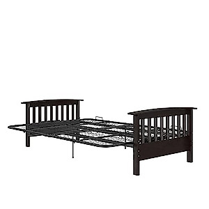 DHP Laurel Full Size Espresso Wood Arm Futon Frame with 6" Thermobonded High Density Polyester Fill Tan Microfiber Mattress