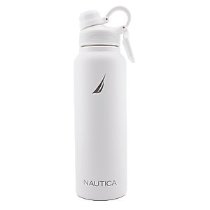 NAUTICA Double Wall Stainless Steel Tumbler With Screw-On Cap, 40 oz Cold And Hot Drink (White)