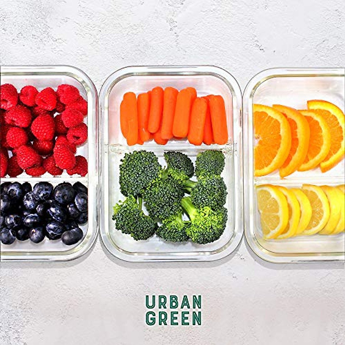 Urban Green Glass Container with Wood Lid, Glass food storage Container with Lids, Glass Meal Prep Containers Set, Glass Containers set (Natural-Bamboo- 3p)