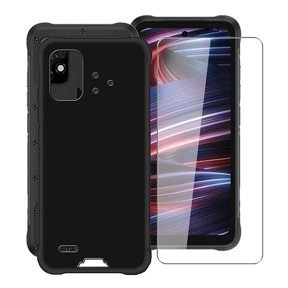 HGJTF Phone Case for Umidigi Bison 2 Pro (6.5") with 1 X Tempered Glass Screen Protector, Black Soft Silicone Anti-Drop Cover Flexible TPU Bumper Protective Case for Umidigi Bison 2 Pro - Black