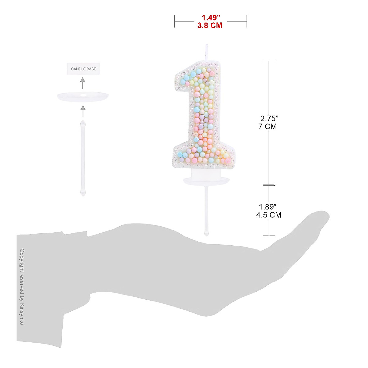 EAKE 1 Birthday Candle Macaron Glitter 3D Number 1 Candles for Birthday Cakes Girl Women Sweet Theme One Years Old Birthday Wedding Anniversary Party Cake Decoration