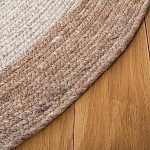 SAFAVIEH Braided Collection Area Rug - 8' x 10' Oval, Beige & Ivory, Handmade Country Cottage Reversible Wool, Ideal for High Traffic Areas in Living Room, Bedroom (BRD903B)