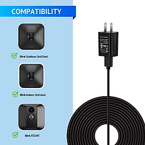 Ayotu 16ft/5m Power Cable for Blink Outdoor 3rd/XT2/XT Camera, Waterproof Power Adapter with Charging Cord, No Need Change Battery (No Camera), Black