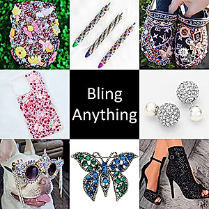 Glue With 2500Pcs Clear Silver Rhinestones Diamonds for Crafts Clothes Clothing Fabric Shoes, FlatBack Rhinestone Kit Silver Gems for Crafts Jewels Flat Back Rinestones for Tumbler, Badazzle kit