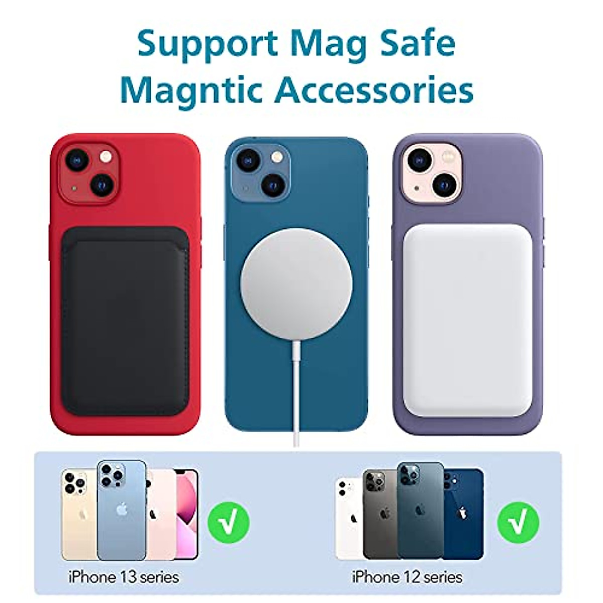 Universal Magnetic Ring, Magnetic Wireless Charging Conversion Kit,Magnetic Wireless Charger Universal Metal Rings Compatible with iPhone 13/13 Pro/13 mini/13 Pro Max/12, Galaxy S21 etc(Black - 2pcs)
