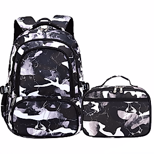 XLERHAZO School Backpack Camouflage Backpack Water Repellent Casual Daypack Lightweight Bookbags for Boys Girls (DX Camo Blue)