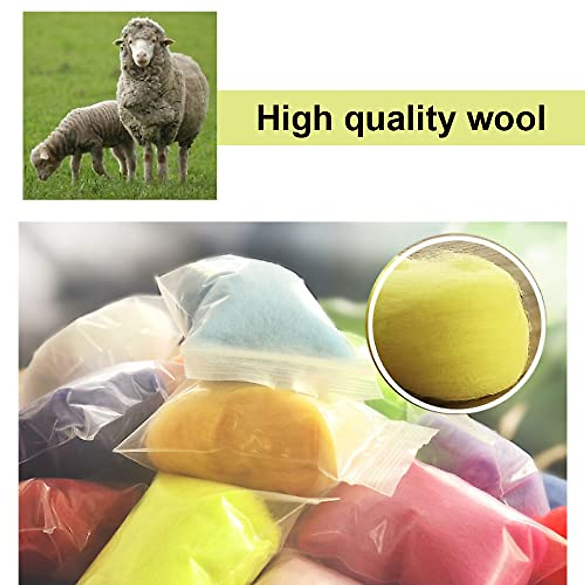 Needle Felt Wool-25 Colors Wool Fibre Roving for DIY Felting Wool Projects 3g/Color