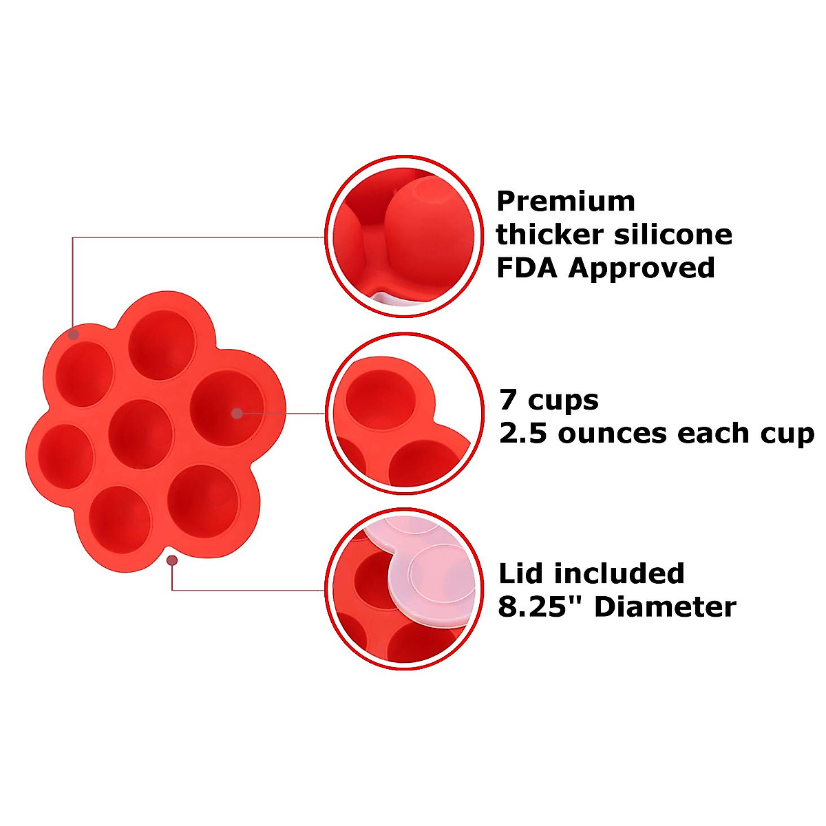 Vita Saggia Egg Bites Mold Set for Instant Pot Set of 2 with 2 Lids – Silicone Sous Vide Cooker and Egg Poacher Baby Food Freezer Tray Makes Mini Quiches, Meatloaf and Brownie Bites in Pressure Cooker