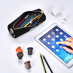 Rock And Roll Skeleton Skull Boho Hippie Cylinder Pencil Case Holder Zipper Pen Bag Pouch Students Stationery Cosmetic Bag