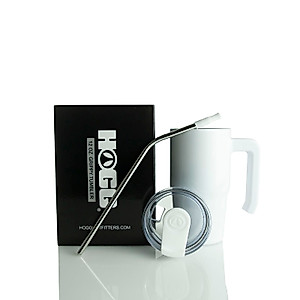 Hogg 12oz Sublimatable Grippy Tumbler with Removable Handle, Lid, and Stainless Steel Straw, DIY, Customizable, Double Wall Insulated Tumblers (White)