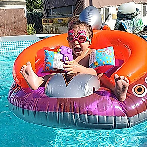 Swimline 9078 Inflatable UFO Lounge Chair Swimming Pool Float with Built-in Squirt Gun and Backrest for Adults and Kids Ages 4 Years and Up (2 Pack)