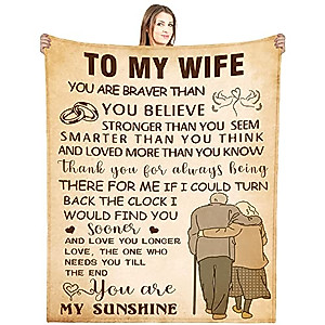 Gifts for Wife from Husband to My Wife Blanket Valentines Day Gifts for Her Wife Valentines Day Gifts Wedding Anniversary Romantic Gifts Wife Gifts for Birthday Gift Mother's Day 60 x 50 Inch (Sweet)