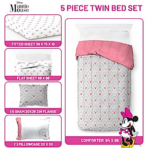 Jay Franco Disney Minnie Mouse Twin Comforter Set - 5 Piece Bedding Includes Sheet Set & Pillow Covers - Super Soft Cozy Pink Mandala Bedding