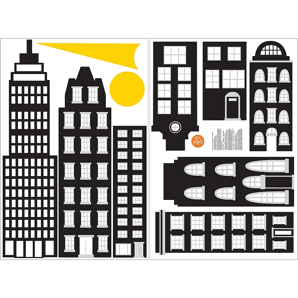 Wall Pops DWPK2711 City Of Heroes Wall Art Kit, Black