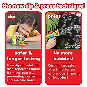 BAMGO Bubble Blaster for Kids (Boys, Girls) | Toy Bubble Gun| Non-Toxic and Leak Resistant| Outdoor Games | Bubble Machine | Bubbles for Kids and Toddlers | Easter Basket Stuffers