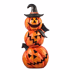 Toiyason 14inch Light Up Evil Pumpkin Scary Jack O'Stack Halloween Ornament Decoration for Outdoor Indoor Garden Party Festival Events