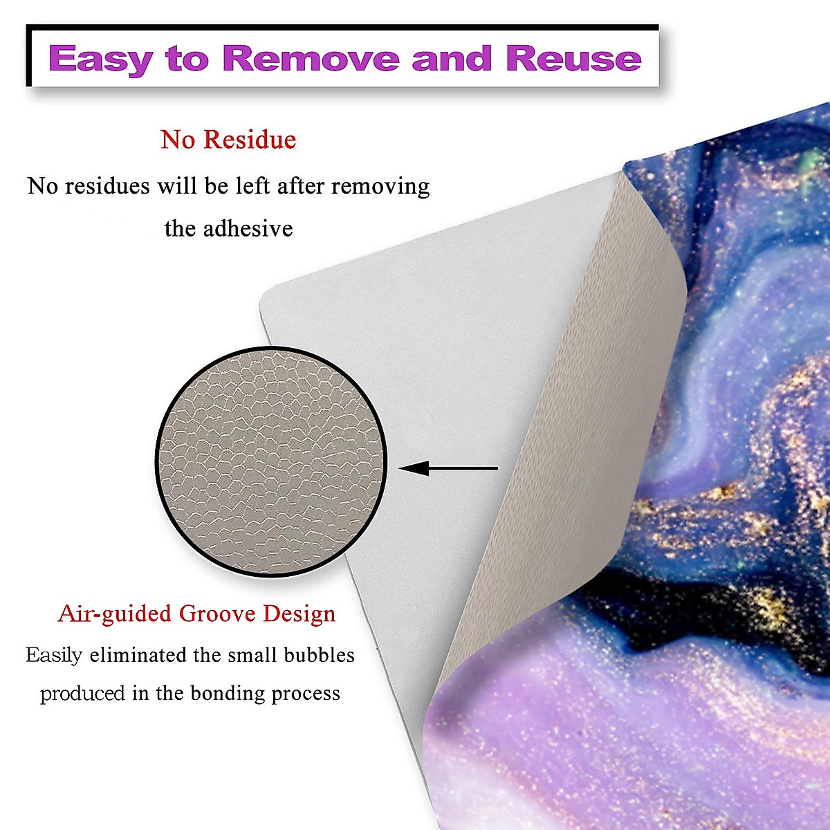 ArtSo Laptop Skin Sticker Decal,16.5” 17” 17.3 inch Laptop Universal Netbook PC Notebook Vinyl Reusable Skin Sticker Cover Art Case Protector Personalized, Free 2 Wrist Pad,Purple Marble