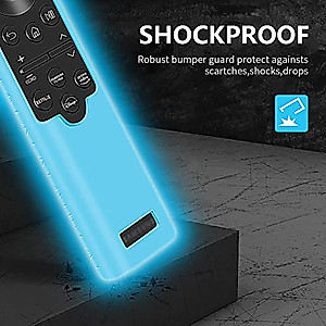 Silicone Protective Case Cover for Newest Samsung Smart TV Solar Cell Remote Control 2022,for Samsung BN59-01385 BN59-01386 BN59-0139 Frame Remote Battery Back Covers Skin Holder Protector-Glowblue