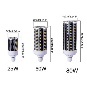 LED Corn Bulb,60 Watt (400W Equivalent),5500 Lumen,6000K- 6500K,Cool Daylight LED Street and Area Light,E26/E27 Medium Base,for Outdoor Indoor Garage Warehouse High Bay Barn Backyard and More，2 Pack
