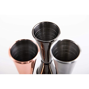 BARIANTTE Black Cocktail Jigger for Bartending, Double Jigger 2 oz 1 oz, Cocktail Measuring Cup Shot Measure Jigger, Bar Japanese Jigger with Measurements Inside, Liquor Measuring Jigger