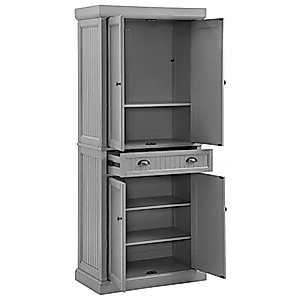 Crosley Furniture Seaside Kitchen Pantry Cabinet, Distressed Gray