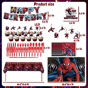 Spider Birthday Decorations, Spider Party Decorations Includes Spider Balloons Arch Garland Kit Banner Tableware Set Backdrop Tablecloth Spider Stickers for Birthday Baby Shower Supplies