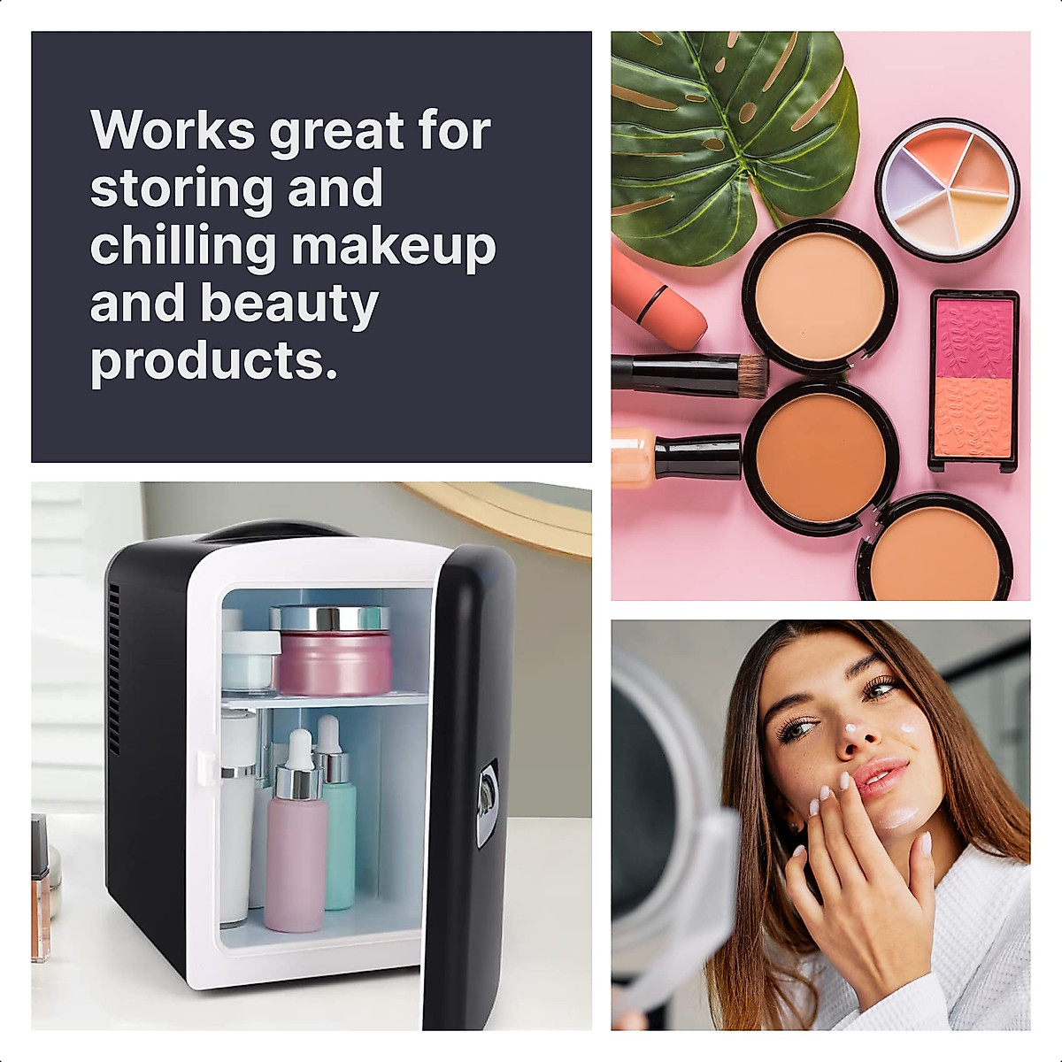 Living Enrichment Mini Fridge 4 Liter 6 Can Skincare Fridge, AC 120V DC 12V Portable Small Refrigerator Cooler and Warmer for Skincare, Foods, Medications, Bedroom, Travel and Car - Black