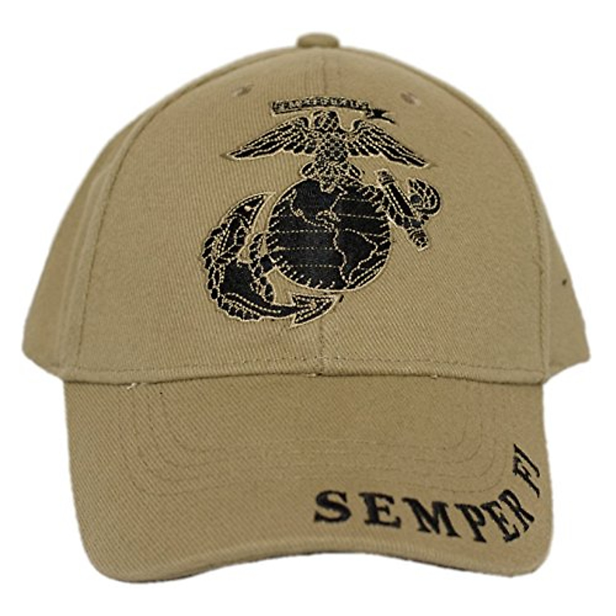 U.S Marine USMC Semper Fi Logo Eagle Embridered Cap Hat Beige