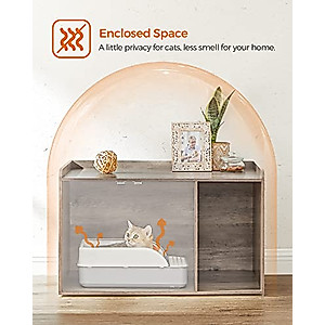 Feandrea Litter Box Enclosure, Cat Litter Box Furniture Hidden, with Front Entry, Modern Cat House for Indoor Cat, Kitty, Side End Table, 32.4 x 20.9 x 19.7 Inches, Greige UPCL001G01