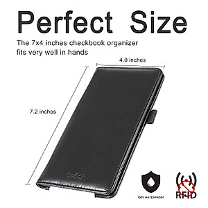 CoBak Premium Leather Checkbook Cover - RFID Blocking, Classic Design, Slim & Durable - Perfect for Personal & Business Checks